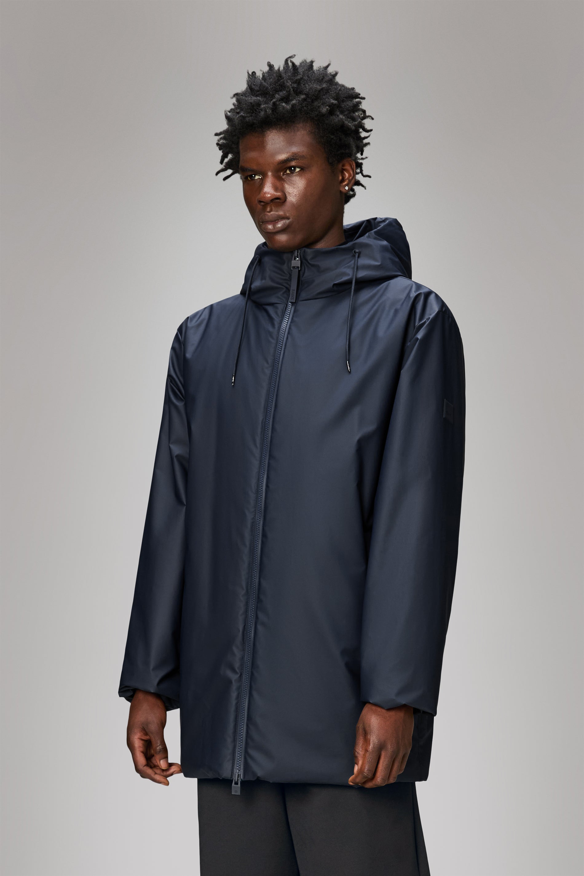 Rains® Lohja Long Insulated Jacket in Navy for $315 | Free Shipping
