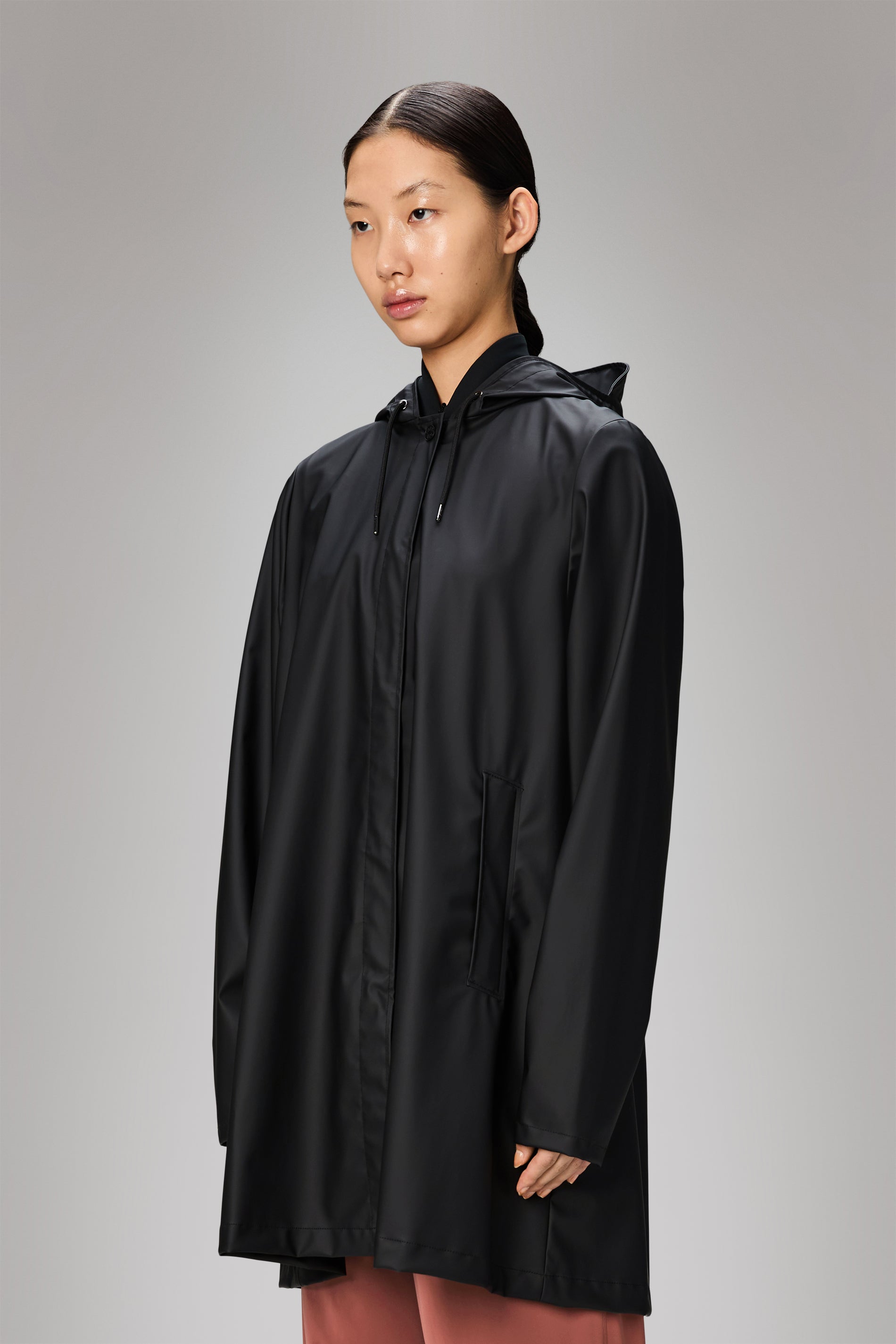 Rains® A-Line W Jacket in Black for $150 | Free Shipping