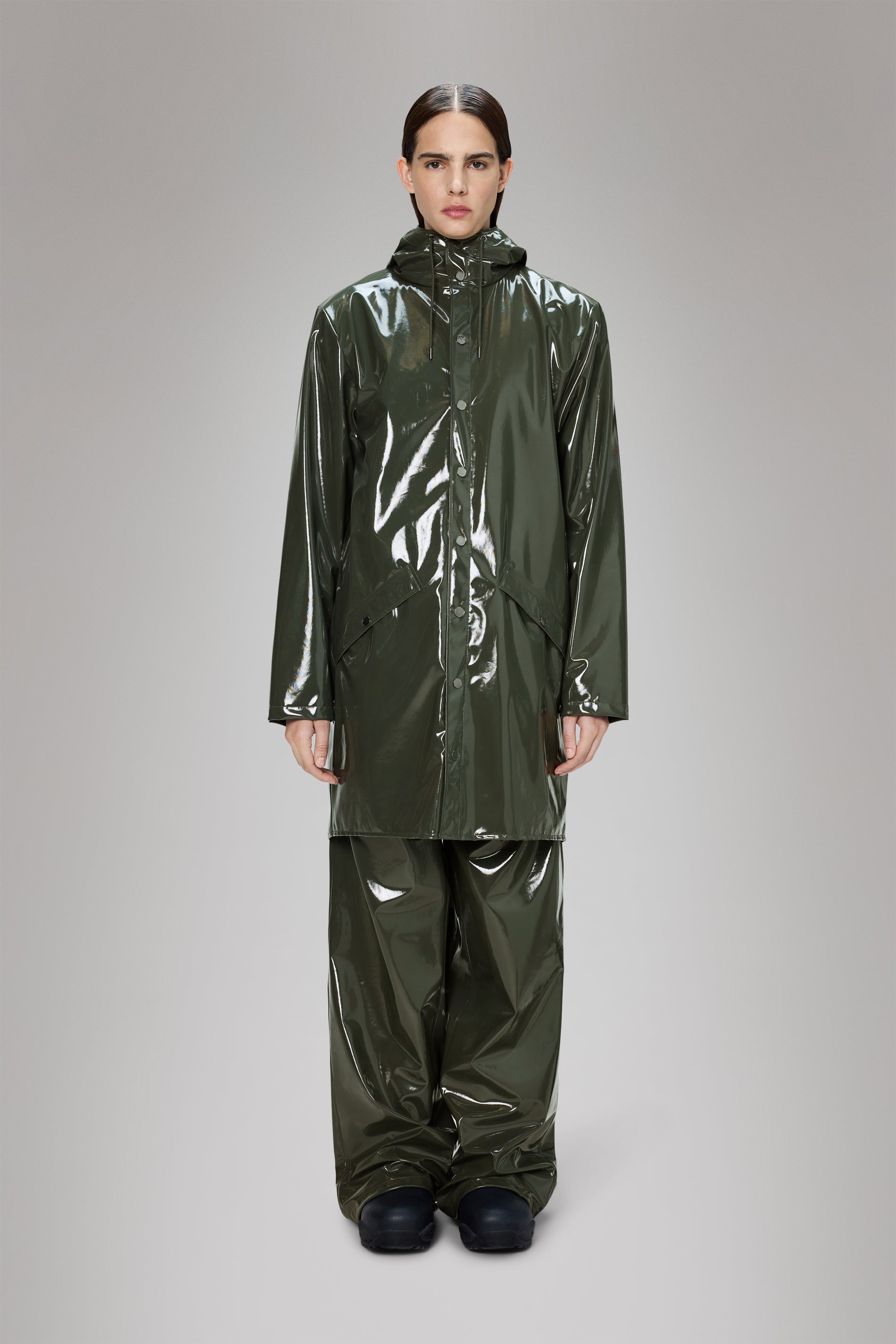 Rains® Long Jacket in Swamp for $140 | Free Shipping