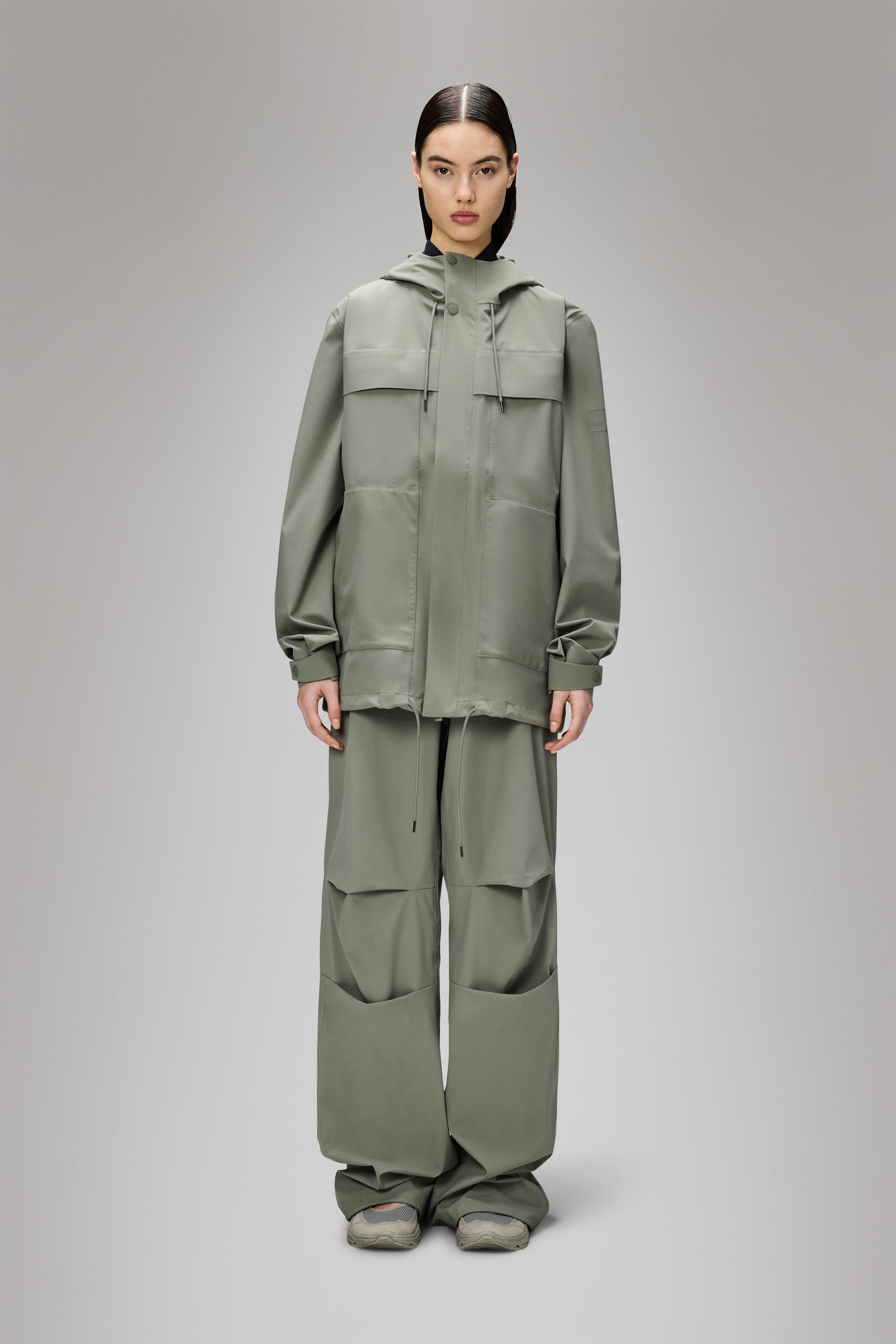 Rains® Suva Hardshell Cargo Jacket in Drift for $285 | Free Shipping